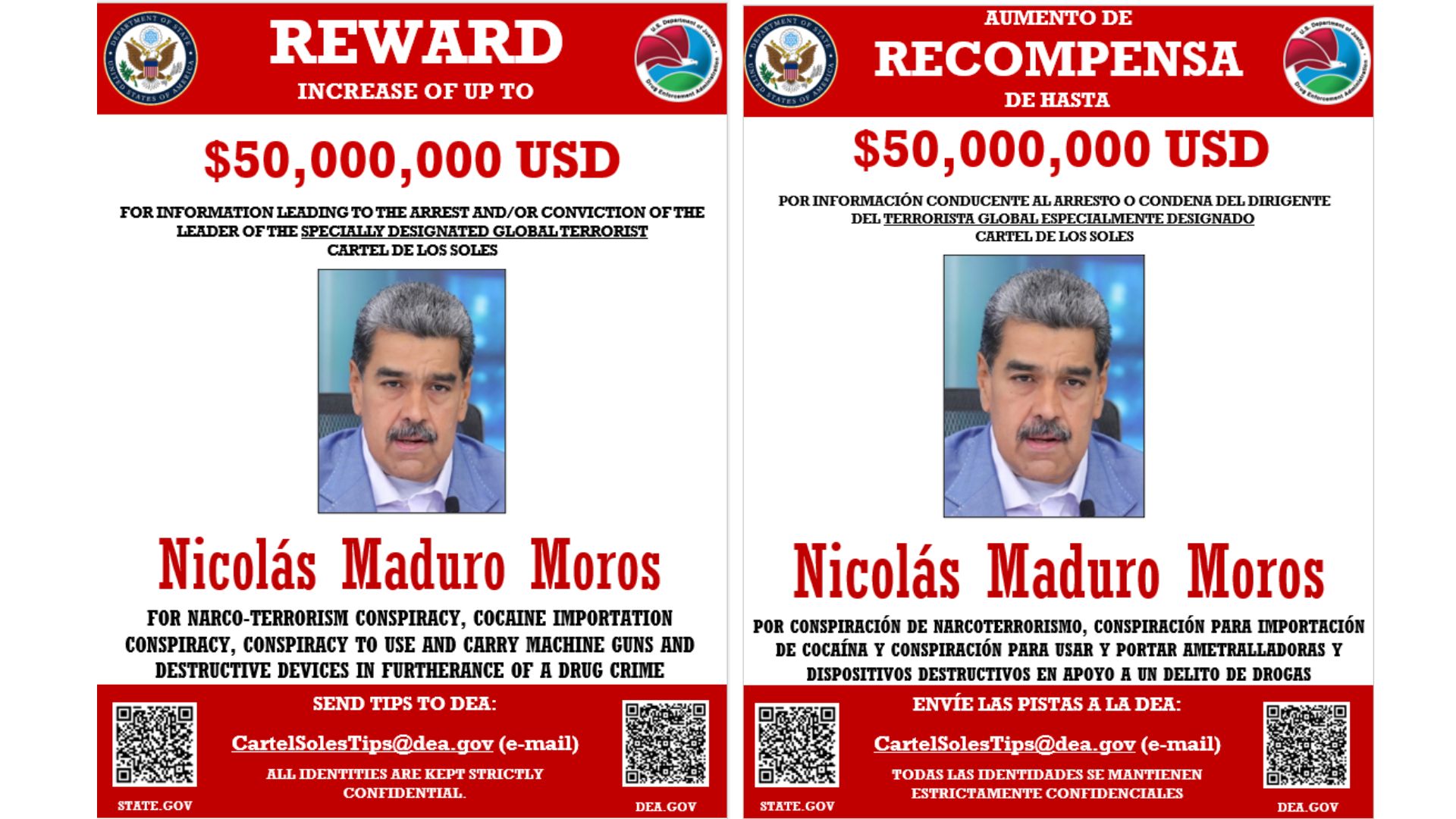 EUA dobram recompensa pela captura de Maduro: US$ 50 milhões | VEJA