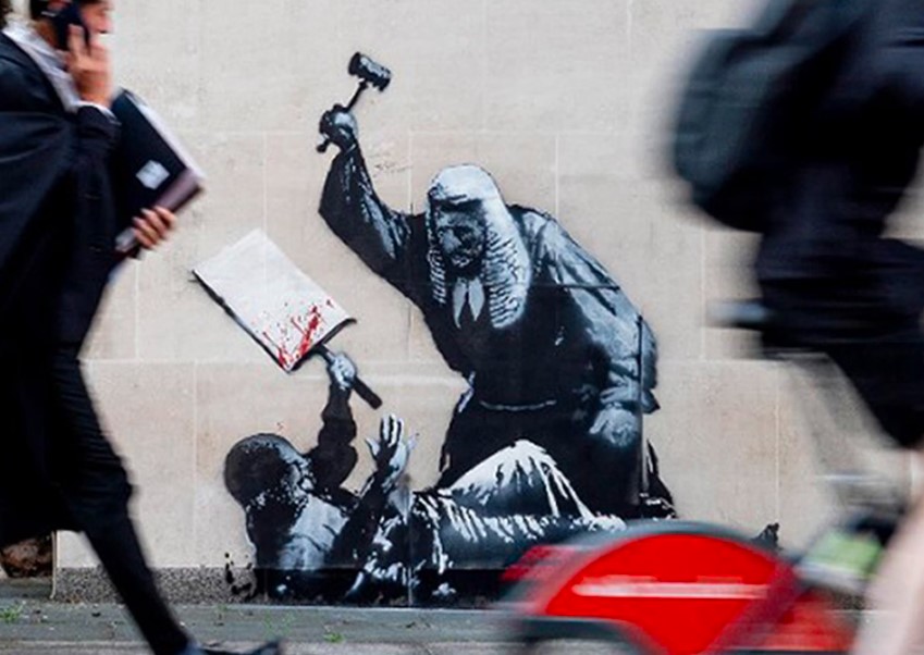 Suprema Corte inglesa apaga arte de tom pró-Palestina feita por Banksy ...